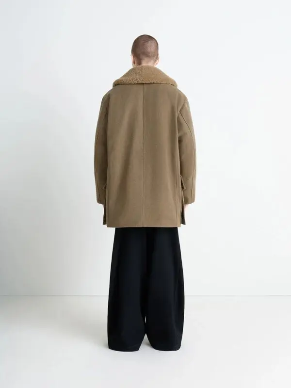 LEMAIRE Sisal Shearling Winter Parka In Water-repellent Canvas - Brown