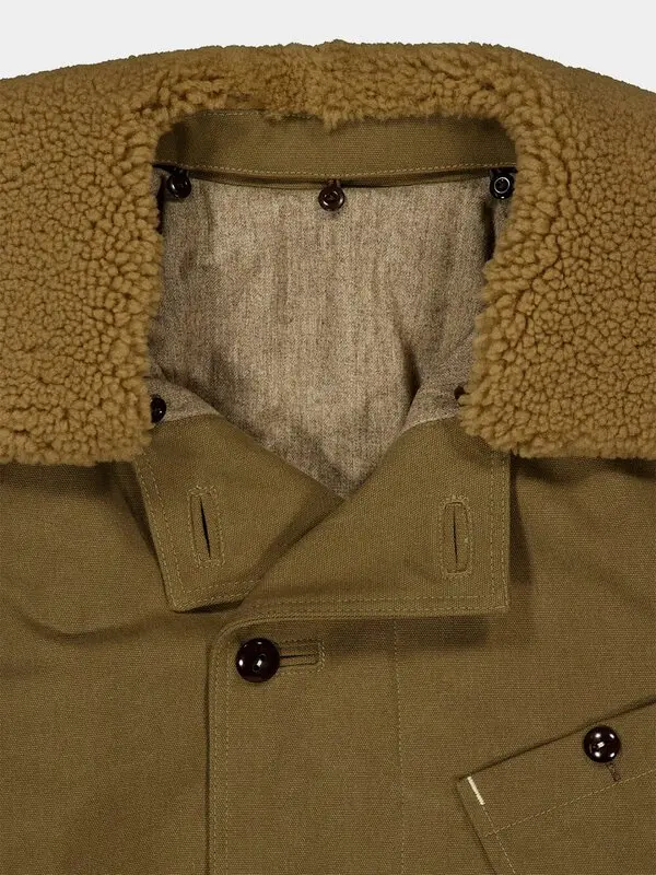 LEMAIRE Sisal Shearling Winter Parka In Water-repellent Canvas - Brown