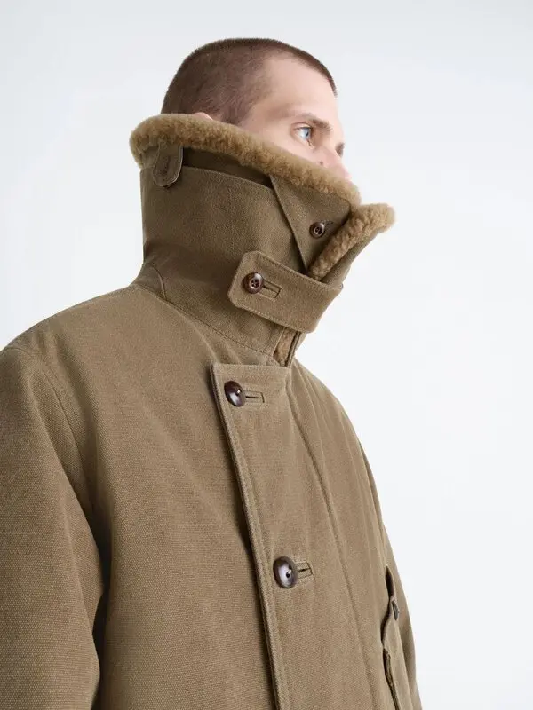LEMAIRE Sisal Shearling Winter Parka In Water-repellent Canvas - Brown