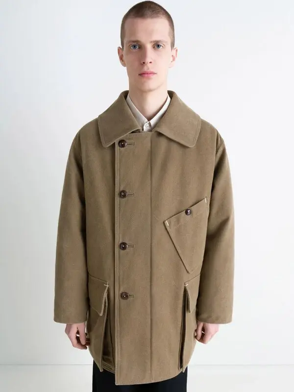 LEMAIRE Sisal Shearling Winter Parka In Water-repellent Canvas - Brown
