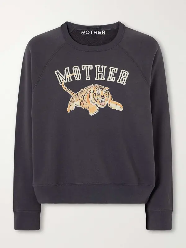 MOTHER The Concert Printed Cotton Sweatshirt - Black