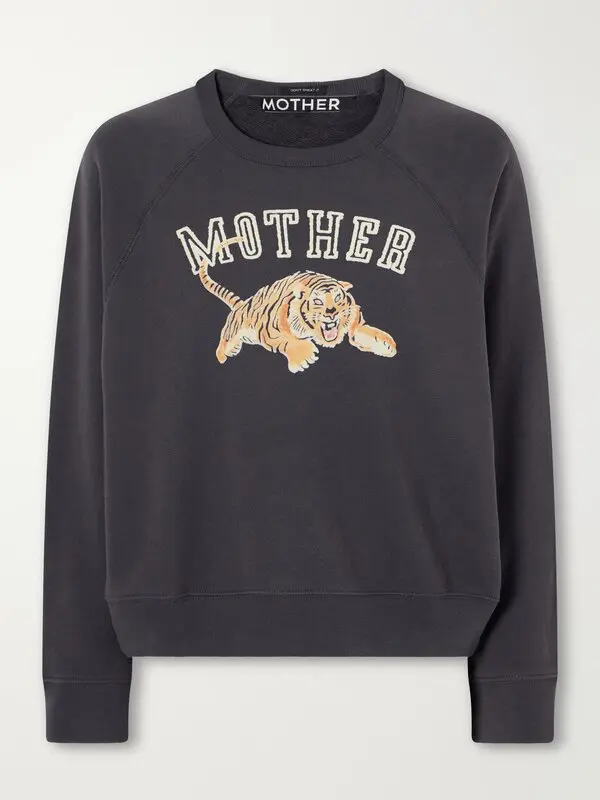 MOTHER The Concert Printed Cotton Sweatshirt - Black