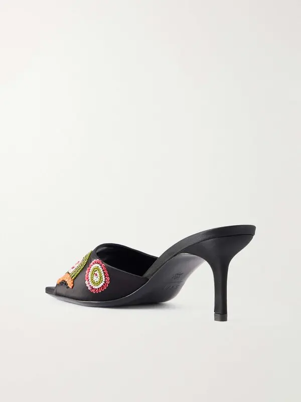 Staud Bea 50 Bead-embellished Satin Mules