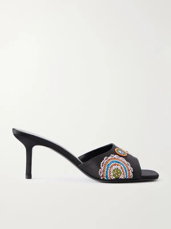 Staud Bea 50 Bead-embellished Satin Mules - Multi