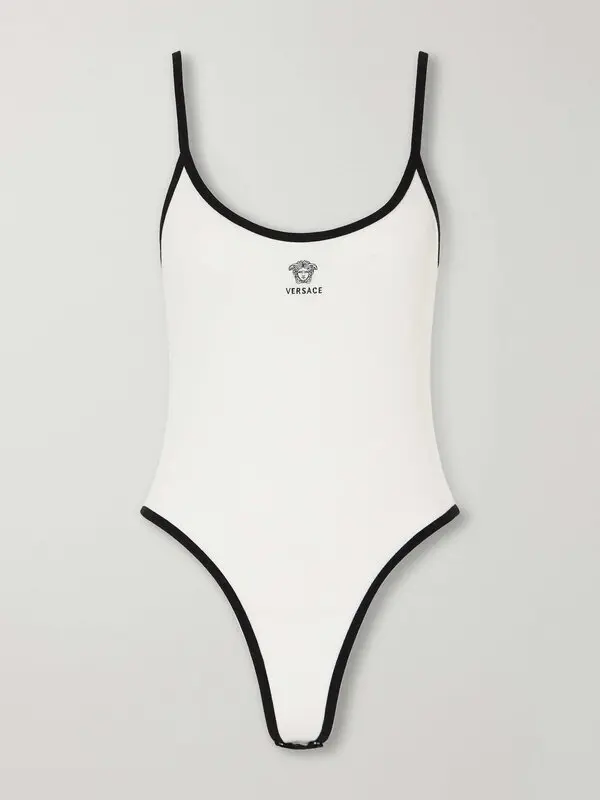 Versace Logo-embroidered Ribbed Cotton Bodysuit