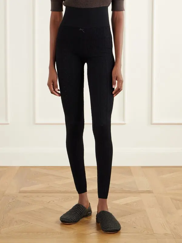 JW Anderson Pointelle-knit Stretch-jersey Leggings - Black