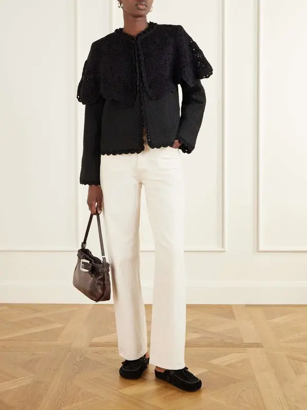 Sea Wright Cape-detailed Crochet-trimmed Bouclé Jacket