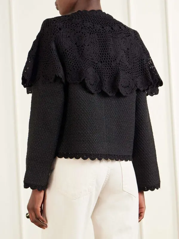 Sea Wright Cape-detailed Crochet-trimmed Bouclé Jacket