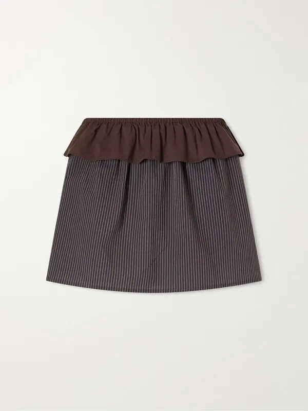 DEIJI STUDIOS Flounce Striped-organic Cotton Mini Skirt