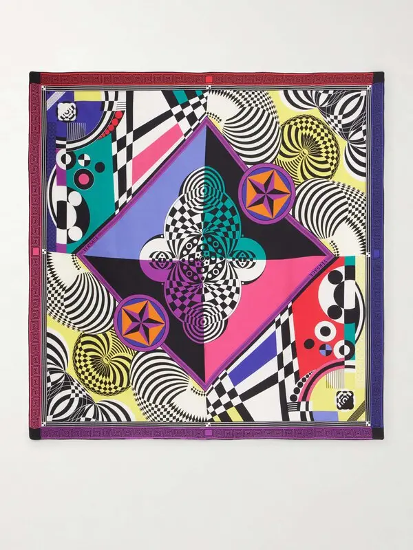 Versace Medusa Collage Print Silk Foulard