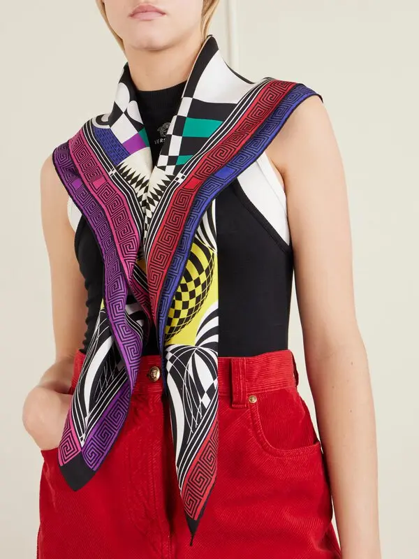 Versace Medusa Collage Print Silk Foulard - Multi