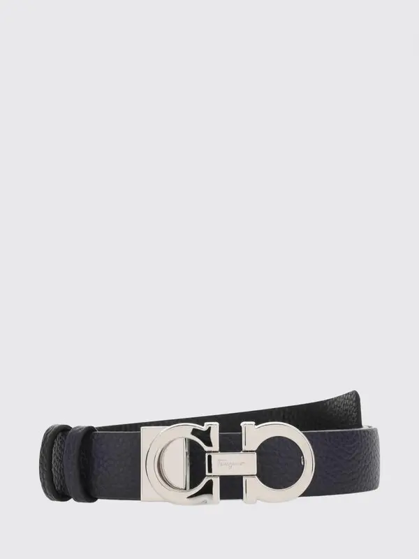 FERRAGAMO Calf Leather Belt With Maxi Gancini Metal Buckle