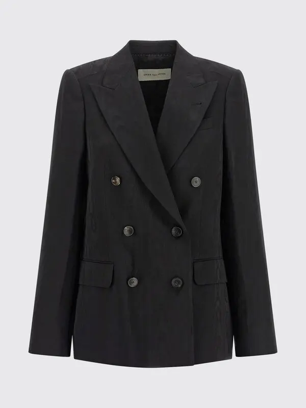 Dries Van Noten Cropped Double-breasted Viscose Blazer With Peak Lapels