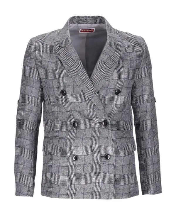Kenzo Wavy Check' Oversized Blazer - Gray