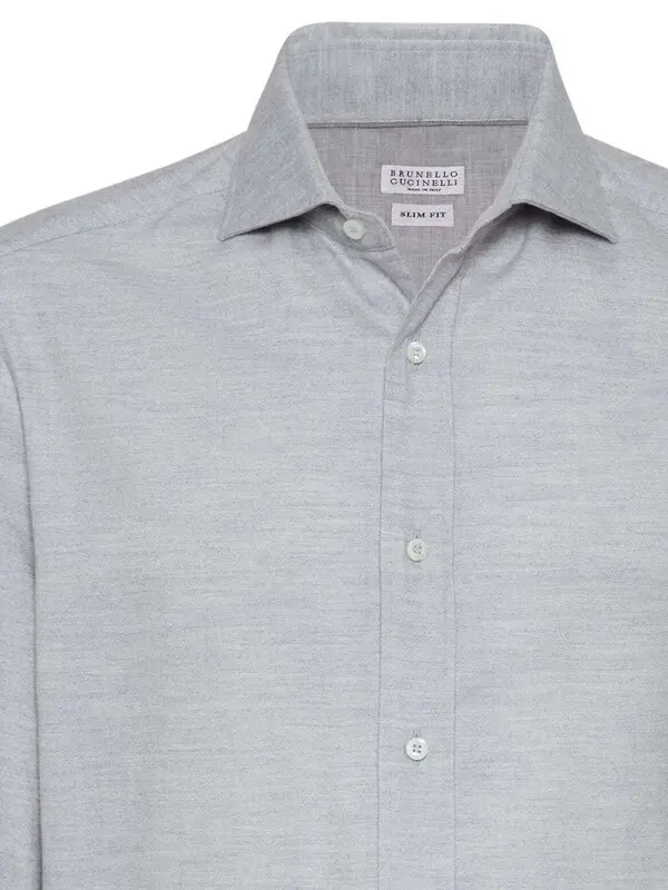 Brunello Cucinelli Plain Long-sleeved Buttoned Shirt