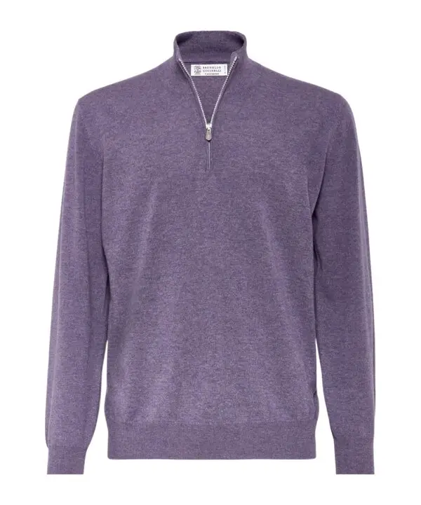 Brunello Cucinelli Funnel-neck Knitted Polo Shirt