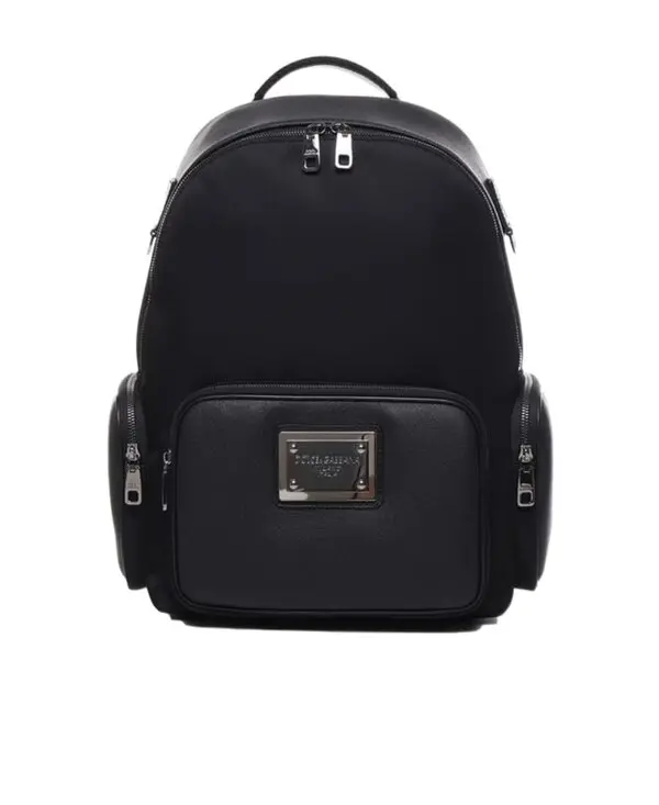 Dolce & Gabbana Dolce Gabbana Logo Plaque Zipped Backpack