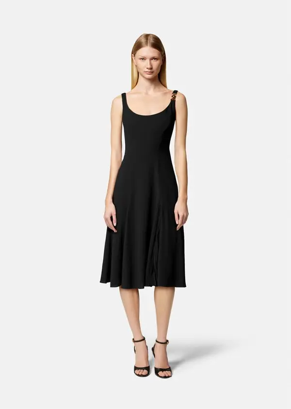 Versace Medusa Plaque Sleeveless Midi Dress