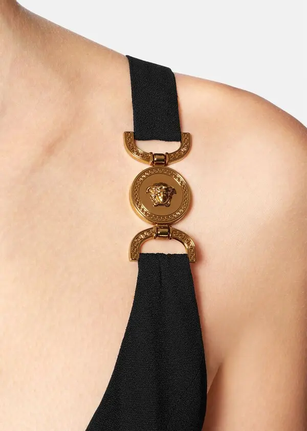 Versace Medusa Plaque Sleeveless Midi Dress
