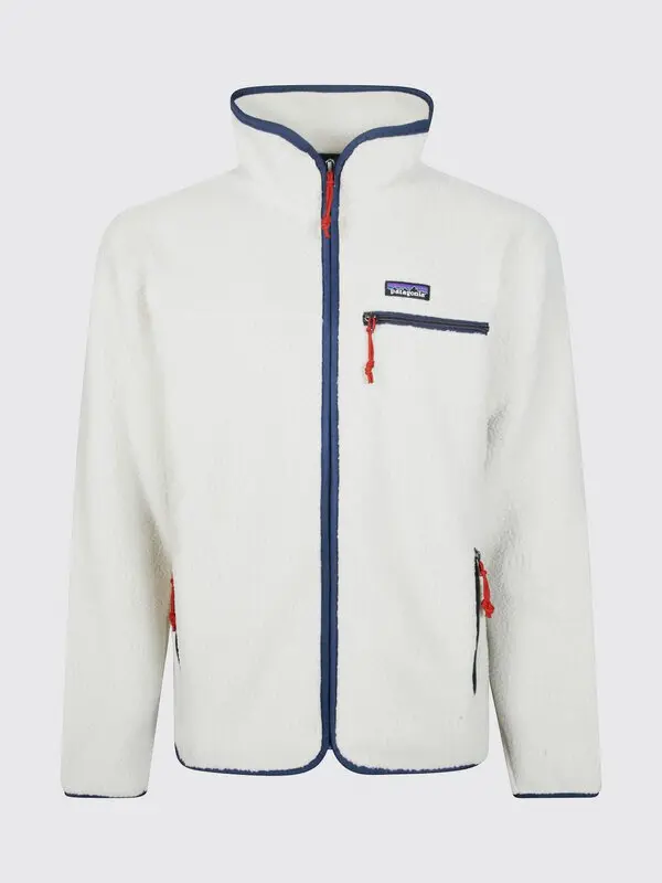 Patagonia Ms Retro Fleece Jacket With High Collar And Embroidered Logo - White 1