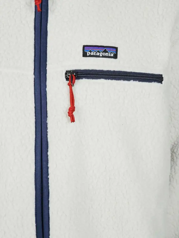 Patagonia Ms Retro Fleece Jacket With High Collar And Embroidered Logo - White 1