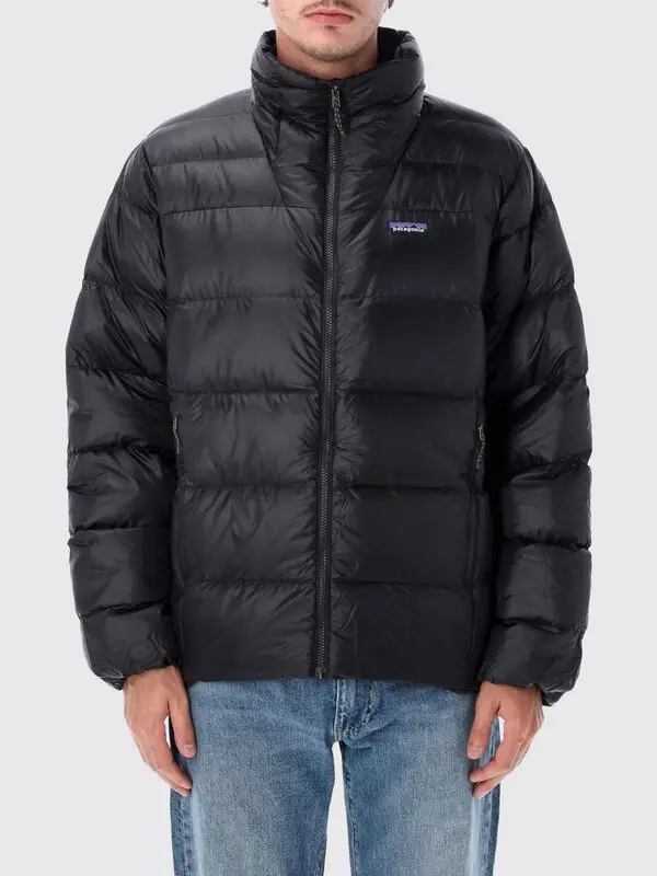 Patagonia Fitz Roy Quilted Nylon Puffer Jacket With High Collar - Black