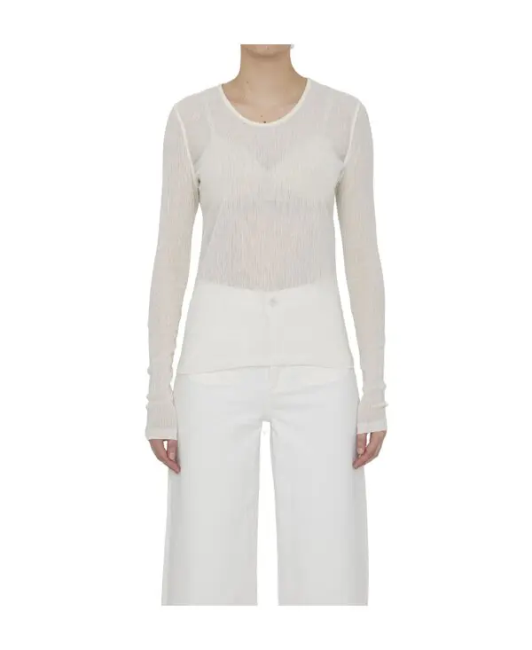 JIL SANDER Long-sleeved Crewneck Sheer Top