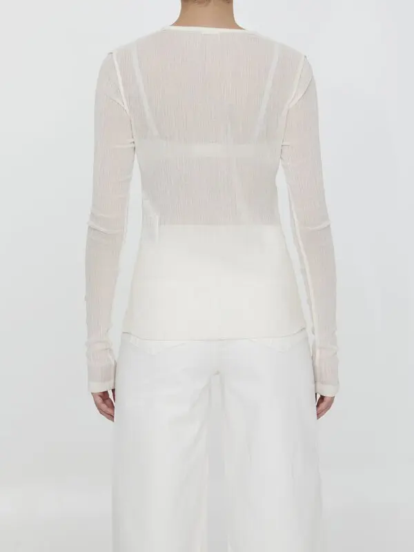 JIL SANDER Long-sleeved Crewneck Sheer Top