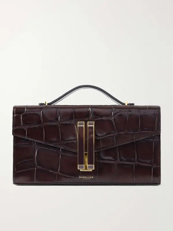 DEMELLIER The Vancouver Leather Clutch - Dark Brown