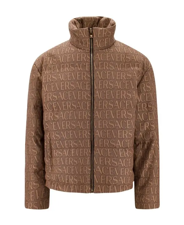 Versace High-neck Zipped Jacket - Brown