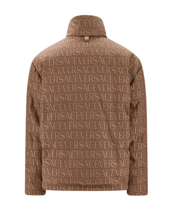 Versace High-neck Zipped Jacket - Brown