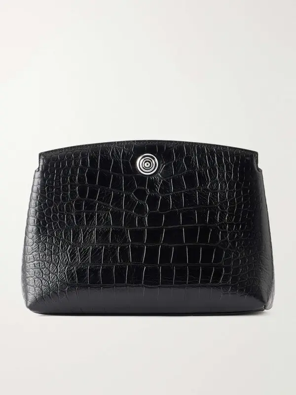 LIFFNER Pushlock Crocodile-effect Leather Clutch