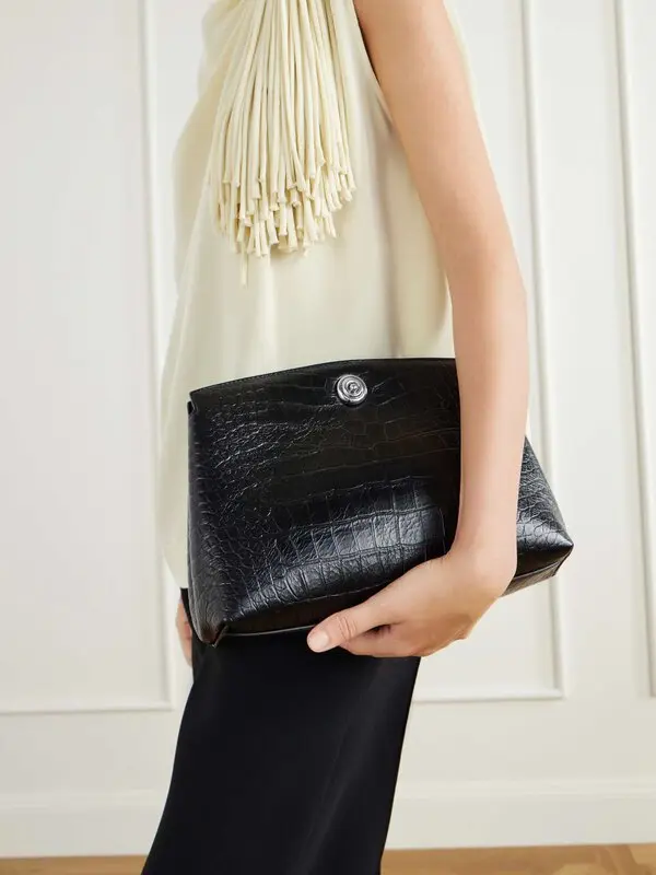 LIFFNER Pushlock Crocodile-effect Leather Clutch