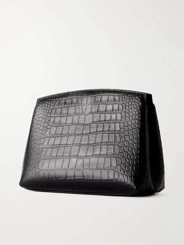 LIFFNER Pushlock Crocodile-effect Leather Clutch