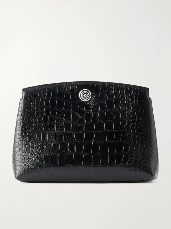 LIFFNER Pushlock Crocodile-effect Leather Clutch
