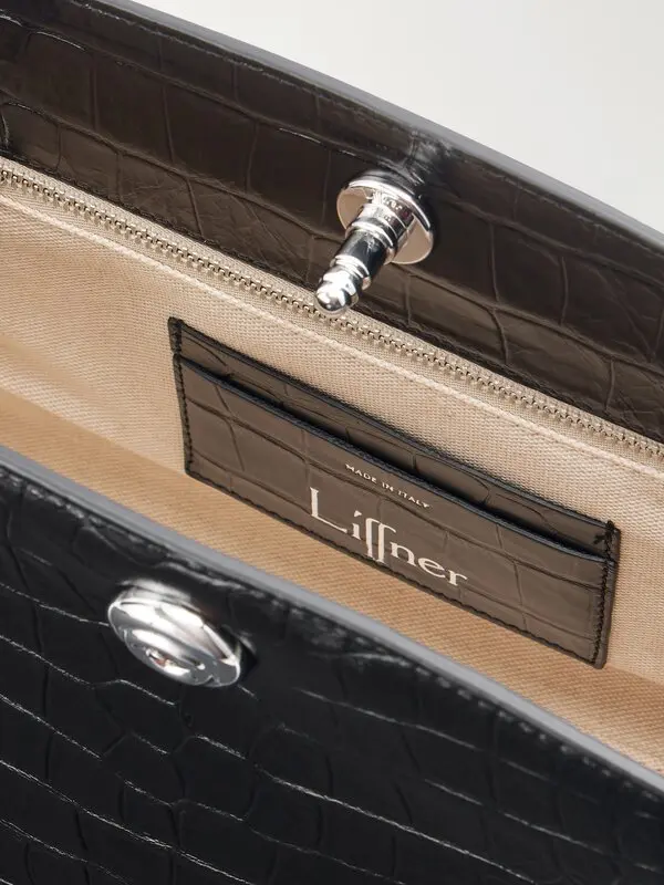 LIFFNER Pushlock Crocodile-effect Leather Clutch