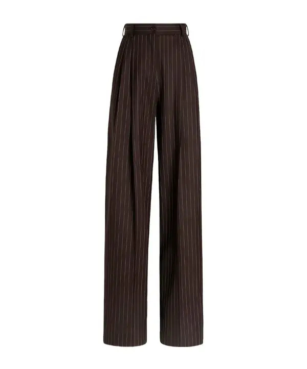 Dolce & Gabbana Pinstripe Wool Trousers - Black