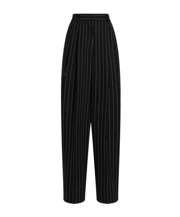 Dolce & Gabbana Pinstripe Virgin Wool Trousers - Black