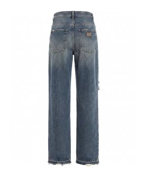 Dolce & Gabbana Dolce Gabbana Distressed Wide-leg Jeans