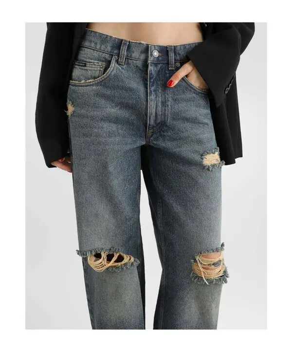 Dolce & Gabbana Dolce Gabbana Distressed Wide-leg Jeans