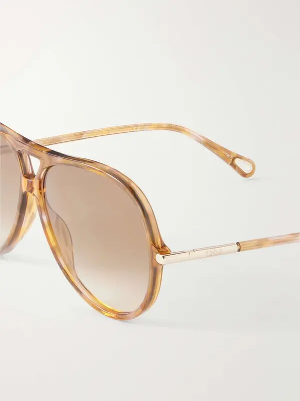 Chloé Tubolar Aviator-style Recycled Tortoiseshell Acetate Sunglasses