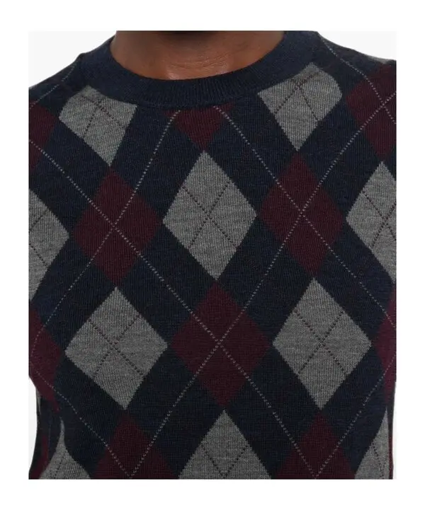 Tory Burch Short-sleeve Argyle Knitted Sweater - Blue