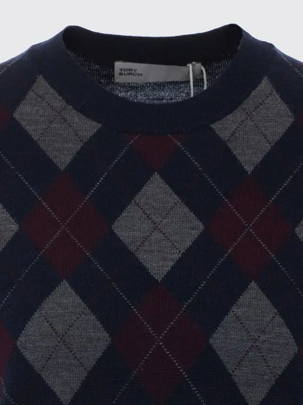 Tory Burch Short-sleeve Argyle Knitted Sweater
