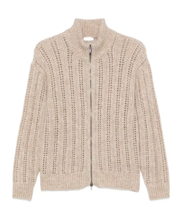 Peserico Open-knit Zip-up Cardigan - Beige