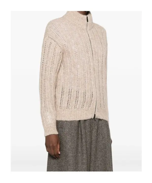 Peserico Open-knit Zip-up Cardigan