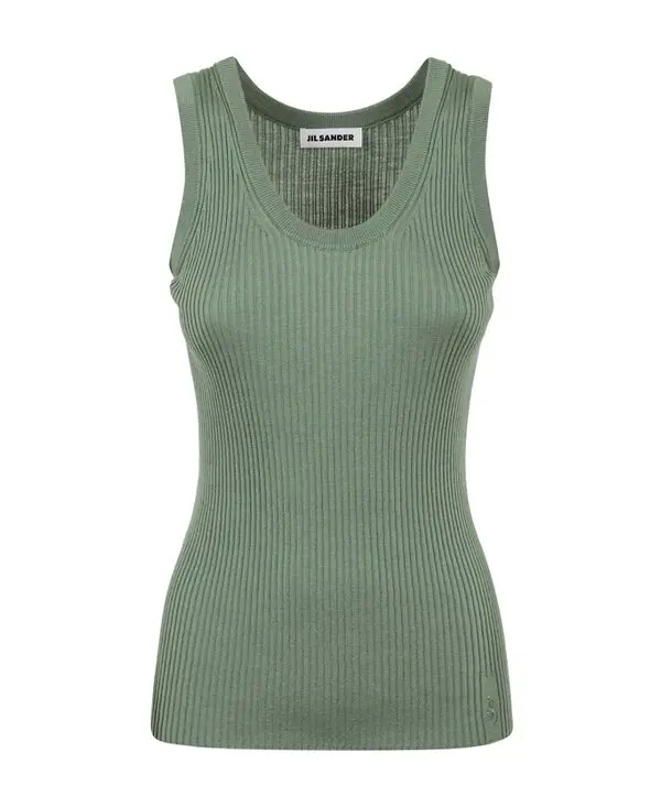 JIL SANDER Logo-embroidered Ribbed Top