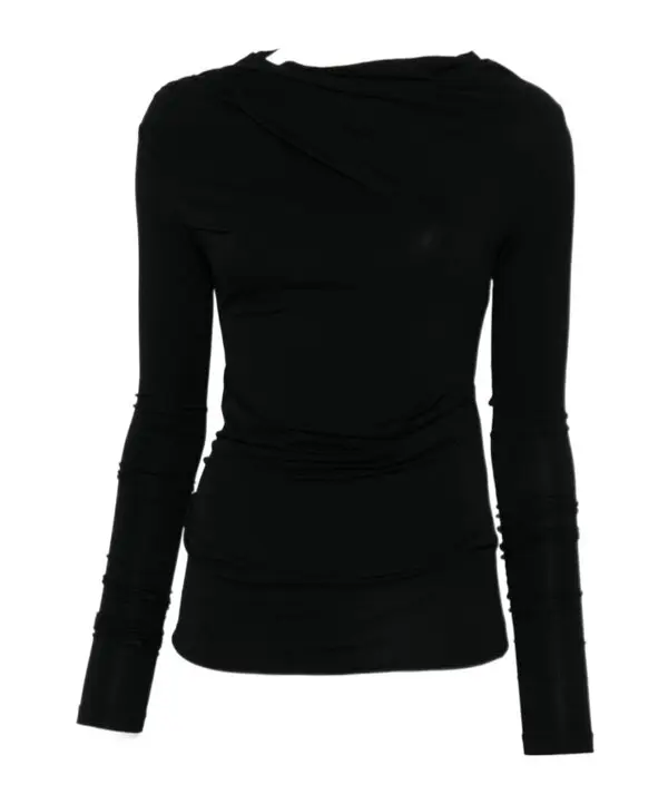 ENTIRE STUDIOS Ruched Long-sleeve Top - Black