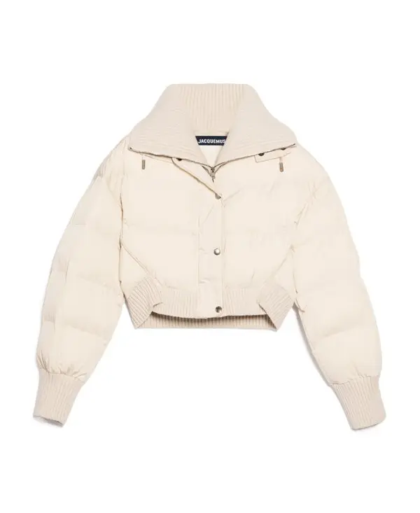 Jacquemus Collared Cropped Puffer Jacket - White
