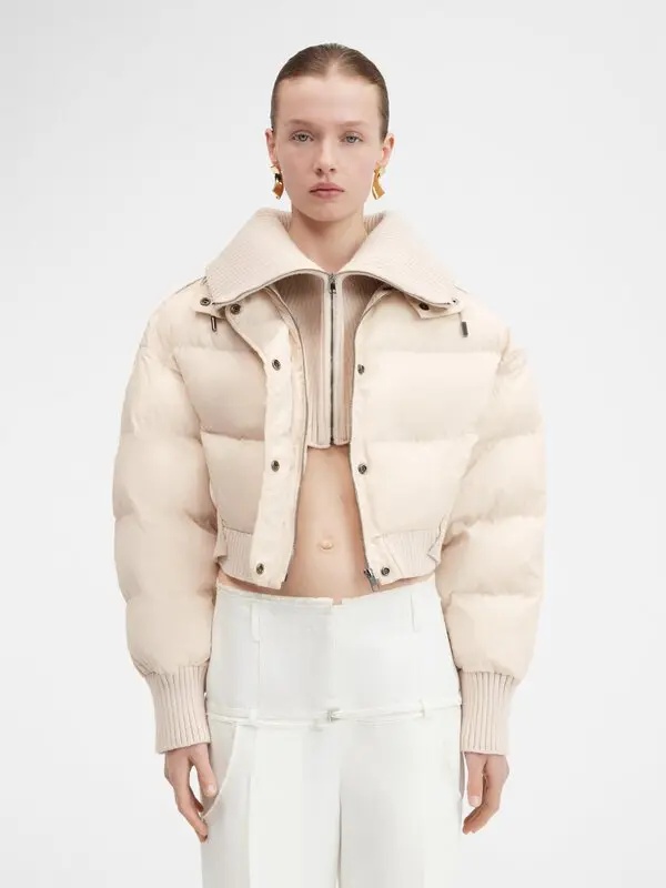 Jacquemus Collared Cropped Puffer Jacket - White