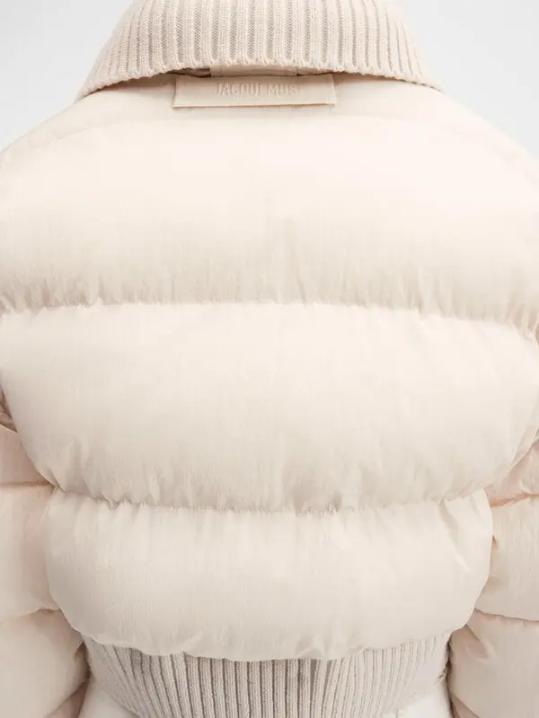 Jacquemus Collared Cropped Puffer Jacket - White